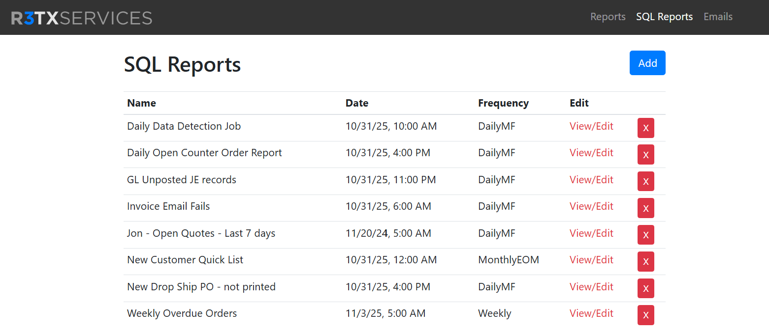 SQL Reports – R3TX