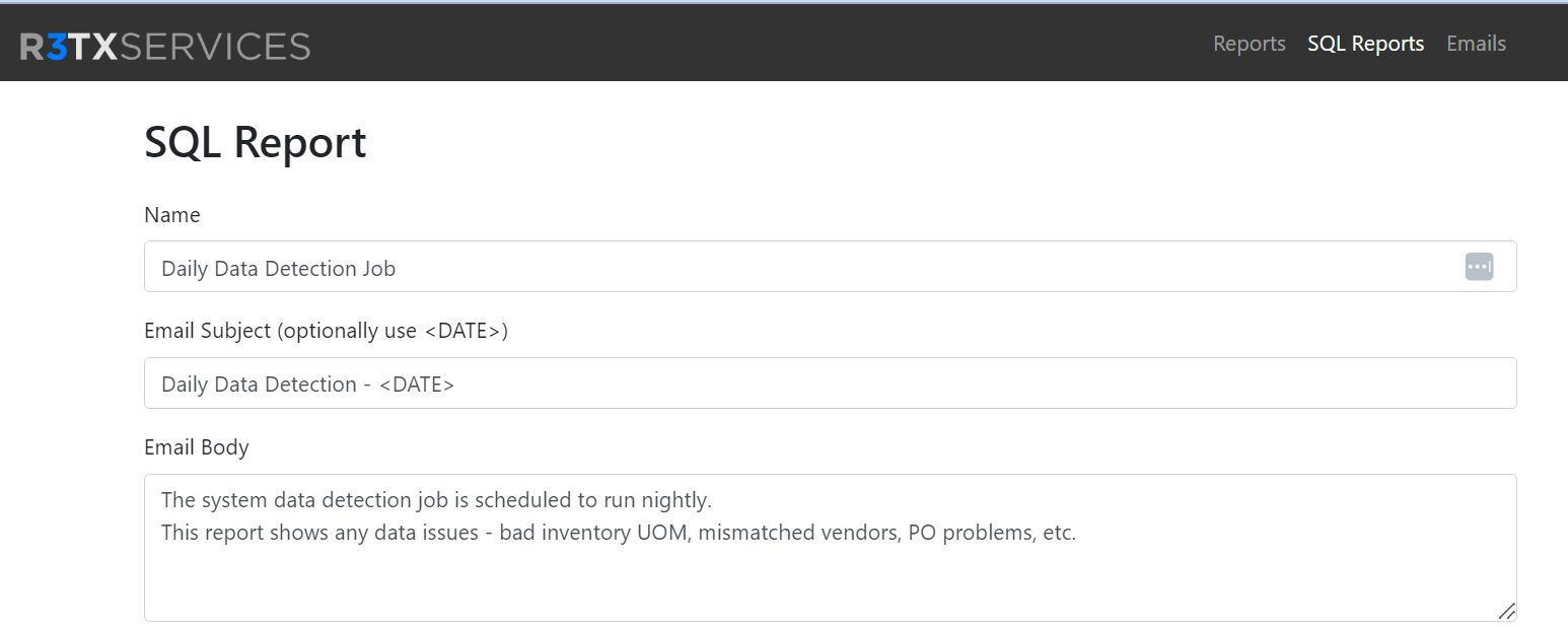 SQL Reports – R3TX